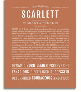 Scarlett Personalized Name Meaning Art Prints – Name Stories