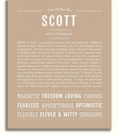 Scott Personalized Name Meaning Art Prints – Name Stories