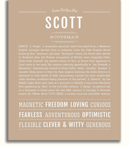Scott Personalized Name Meaning Art Prints – Name Stories