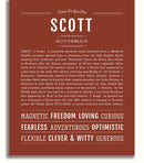 Scott Personalized Name Meaning Art Prints – Name Stories