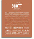 Scott Personalized Name Meaning Art Prints – Name Stories