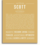 Scott Personalized Name Meaning Art Prints – Name Stories