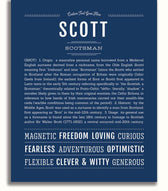 Scott Personalized Name Meaning Art Prints – Name Stories