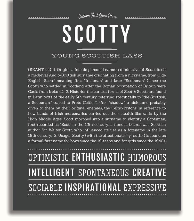 Scotty Personalized Name Meaning Art Prints – Name Stories