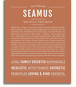 Seamus Personalized Name Meaning Art Prints – Name Stories