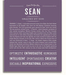 Sean Personalized Name Meaning Art Prints – Name Stories