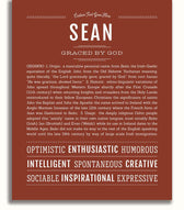 Sean Personalized Name Meaning Art Prints – Name Stories