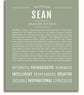 Sean Personalized Name Meaning Art Prints – Name Stories