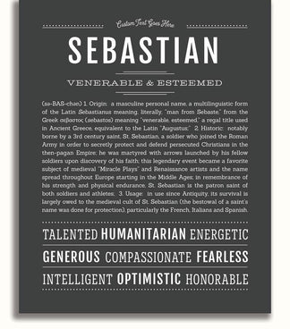 Sebastian Personalized Name Meaning Art Prints – Name Stories