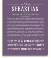 Sebastian Personalized Name Meaning Art Prints – Name Stories