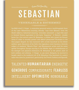 Sebastian Personalized Name Meaning Art Prints – Name Stories