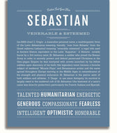 Sebastian Personalized Name Meaning Art Prints – Name Stories