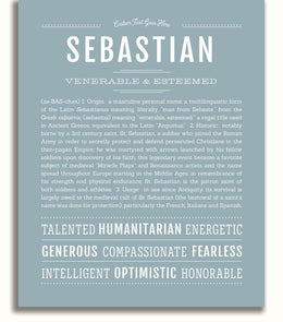 Sebastian Personalized Name Meaning Art Prints – Name Stories