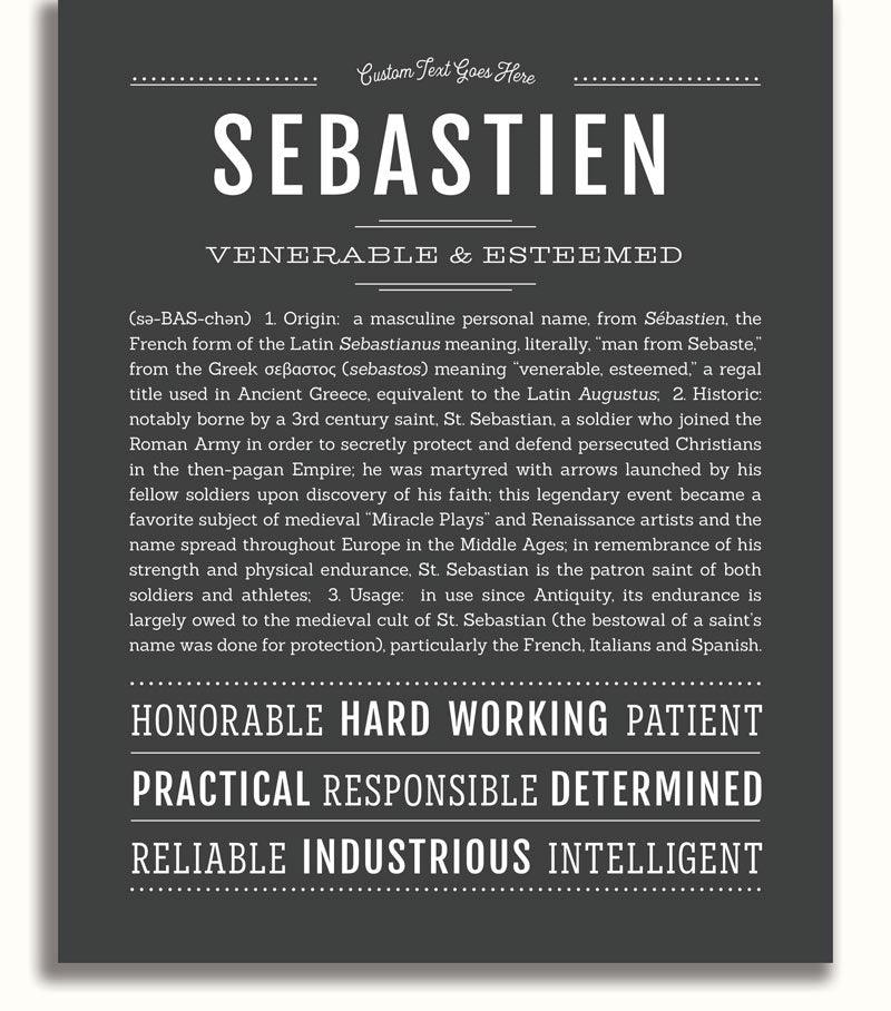 Sebastien Personalized Name Meaning Art Prints – Name Stories