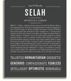 Selah Personalized Name Meaning Art Prints – Name Stories