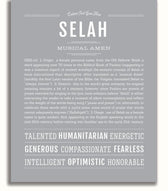 Selah Personalized Name Meaning Art Prints – Name Stories