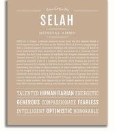 Selah Personalized Name Meaning Art Prints – Name Stories