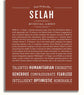 Selah Personalized Name Meaning Art Prints – Name Stories