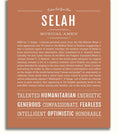 Selah Personalized Name Meaning Art Prints – Name Stories