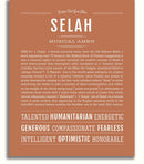 Selah Personalized Name Meaning Art Prints – Name Stories