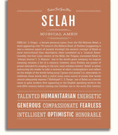 Selah Personalized Name Meaning Art Prints – Name Stories