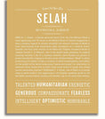 Selah Personalized Name Meaning Art Prints – Name Stories