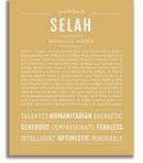 Selah Personalized Name Meaning Art Prints – Name Stories