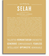 Selah Personalized Name Meaning Art Prints – Name Stories