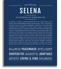 Selena Personalized Name Meaning Art Prints – Name Stories