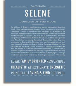 Selene Personalized Name Meaning Art Prints – Name Stories