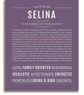 Selina Personalized Name Meaning Art Prints – Name Stories