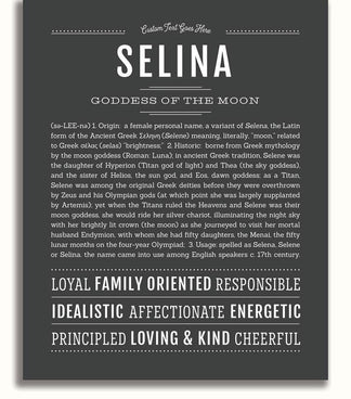 Selina Personalized Name Meaning Art Prints – Name Stories