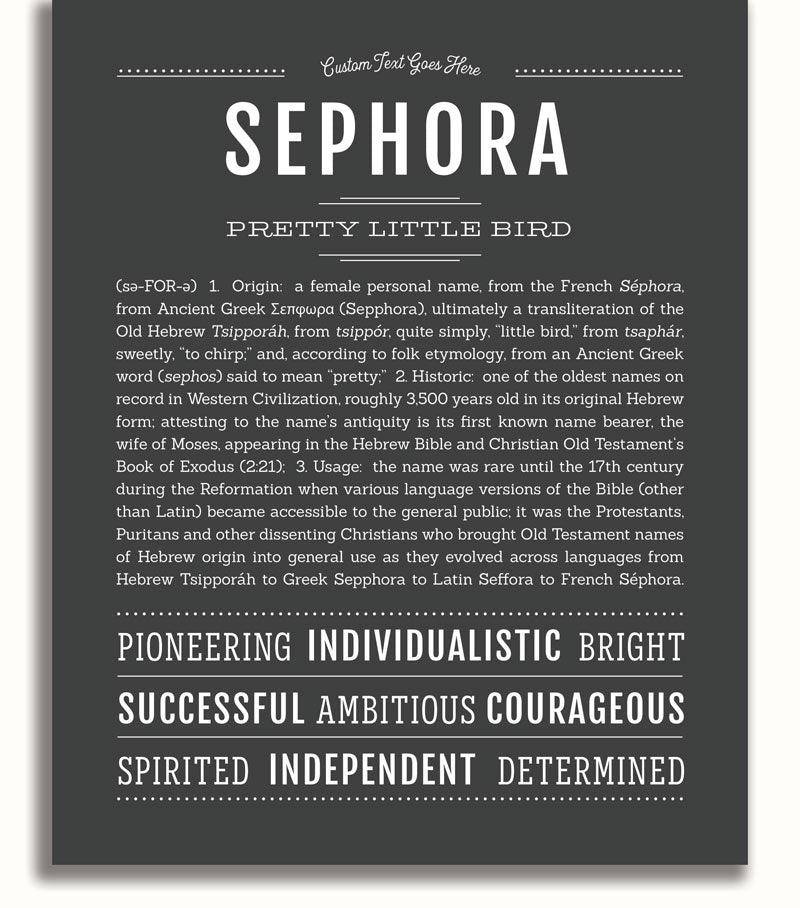 Sephora Personalized Name Meaning Art Prints – Name Stories