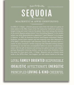Sequoia Personalized Name Meaning Art Prints – Name Stories