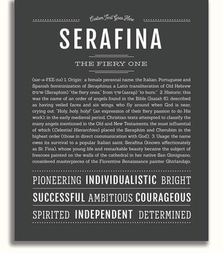 Serafina Personalized Name Meaning Art Prints – Name Stories