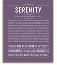 Serenity Personalized Name Meaning Art Prints – Name Stories