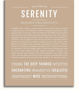 Serenity Personalized Name Meaning Art Prints – Name Stories