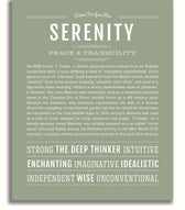 Serenity Personalized Name Meaning Art Prints – Name Stories