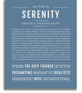 Serenity Personalized Name Meaning Art Prints – Name Stories