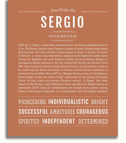 Sergio Personalized Name Meaning Art Prints – Name Stories