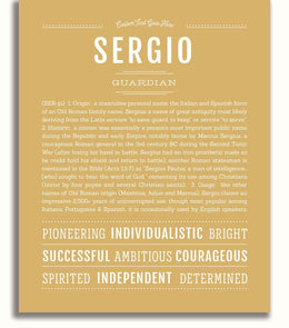 Sergio Personalized Name Meaning Art Prints – Name Stories
