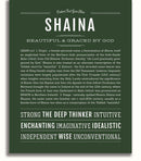 Shaina Personalized Name Meaning Art Prints – Name Stories