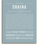 Shaina Personalized Name Meaning Art Prints – Name Stories