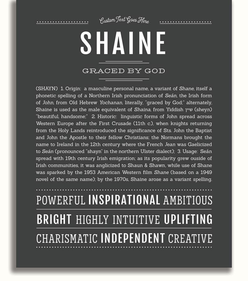 Shaine Personalized Name Meaning Art Prints – Name Stories