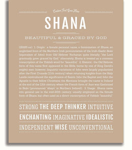 Shana Personalized Name Meaning Art Prints – Name Stories