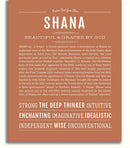 Shana Personalized Name Meaning Art Prints – Name Stories