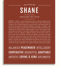 Shane Personalized Name Meaning Art Prints – Name Stories