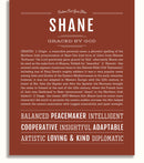 Shane Personalized Name Meaning Art Prints – Name Stories