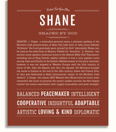 Shane Personalized Name Meaning Art Prints – Name Stories