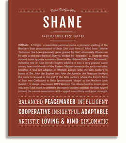 Shane Personalized Name Meaning Art Prints – Name Stories